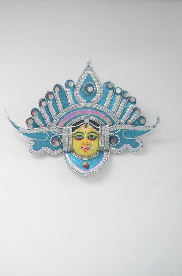 Chhau Mask - Durga Face Blue - ArtisanSoul