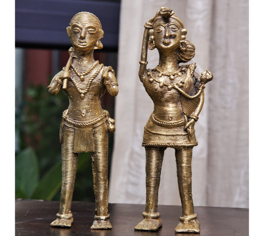 Authentic Dokra Art from Odisha - Farming Couple - ArtisanSoul